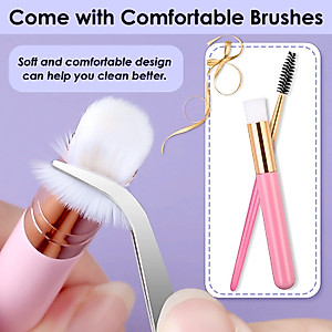 150ml/ 5.07 fl. oz Eyelash Extension Cleanser with Eyelash Fan Dryer, Lash Shampoo for Extension with Makeup Remover Pad Cleaning Brush, Paraben Sulfate Free Eyelash Shampoo for Salon Home Use