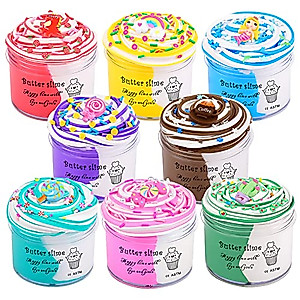 Butter Slime 8-Pack Case of Colors, Scented, Soft, Non-Sticky, Slime Kit Party Favors for Girls and Boys, Putty Slime Toys for Kids, Birthday, Classroom, Carnival Prizes, Basket Goodie Bag Stuffers