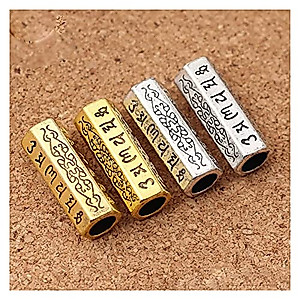 Kigauru Bead Charms 2pcs/lot Craft Engraved Long Tube Beads Tibetan Silver Gold Spacer Beads Fit Jewelry Making DIY Beaded Material DIY Pendants (Color : Antique Gold, Item Diameter : 10x25.5mm 2pcs)