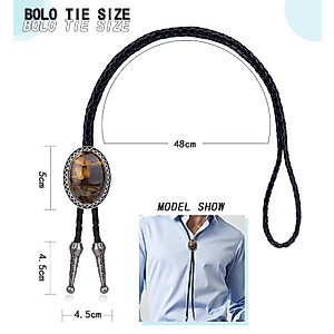 CASSIECA 4Pcs Handmade Bolo Tie for Men Western Cowboy Leather Necktie Halloween Costume Accessories for Men Women