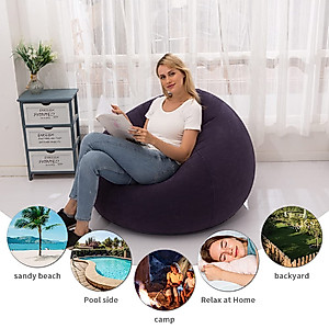 KAERMU Inflatable Deck Chair with Air Pump, Lounger Sofa for Indoor Living Room Bedroom, Chaise Lounges (Blue)