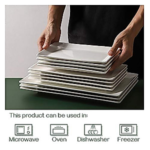 DOWAN 14" Serving Platter Set of 3 - White Rectangle Plates and Serving Trays for Entertaining - Large Serving Dishes for Party, Wedding, Birthday, Appetizers, Pasta, Turkey - Dishwasher & Oven Safe