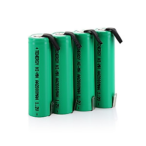 Tenergy AA 1.2V NiMH 2000mAh Flat Top Rechargeable AA Batteries with Tabs, 4 Pack