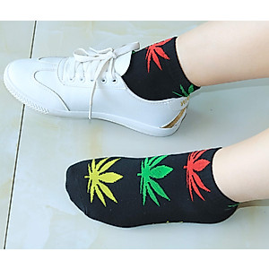 5 Pairs Unisex Marijuana Weed Leaf Boat Warm Cotton Socks US 5-9.5 (M, 4th Match)