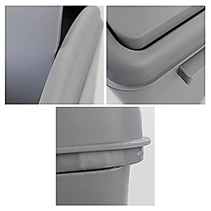 Ramddy 3-Pack 15 L Trash Can with Swing Lid, Plastic Garbage Bin, Gray