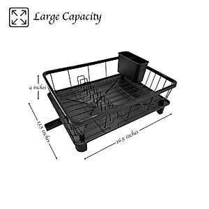 Remarkable Home Dish Drying Rack with Rotating Drain - Stainless Steel Kitchen Counter Dish Drying Rack, Large Capacity Dish Drainer, Kitchen Organizer for Dishes, Cups, Knives, Forks and Spoons