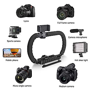 3-Shoe DSLR / Mirrorless/ Action Camera Camcorder Phone Stabilizer Expansion Cage Mount Moviemaking Holder Rig YouTube Tiktok Vlogging Video Kit Compatible with GoPro Canon Nikon Sony iPhone Android
