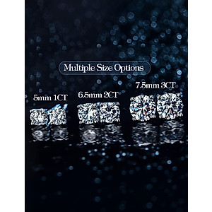 IMOLOVE Moissanite Stud Earrings with 0.6ct-3ct D Color Round Cut Lab Created Diamond Earrings in Sterling Silver with 18K White Gold Plated for Women Men-2