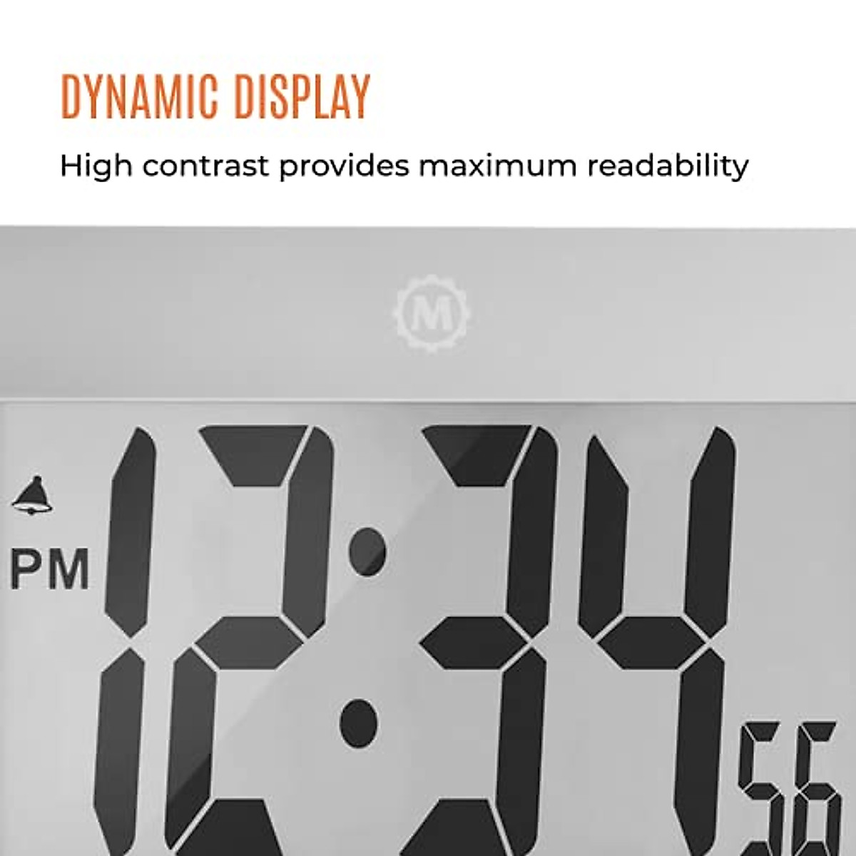 MARATHON Large Digital Wall Clock with 8” Display, Graphite Gray - Easy to Read