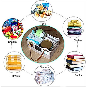 MARKKEER Baby Diaper Caddy Organizer, Nursery Storage Bin Car for Diapers and Baby Wipes, Changing Table Diaper Caddy, Portable Baby Essentials Basket Holder Tote Bag for Girl Boy (large,Beige)