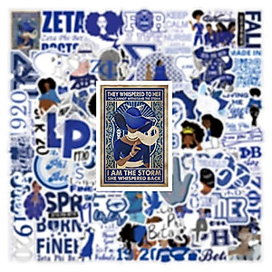 Zeta Phi Beta Sorority Paraphernalia Stickers 60pcs Fellowship Cociety Decals Aesthetic Waterproof Vinyl Pack Stickers for Water Bottle Laptop Cup Kids Adults Teens Girls Phone Skateboard DIY Party
