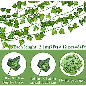 YAHUAA 12 Pack 84Ft Artificial Ivy Garland Fake Plants, Fake Ivy Leaves Greenery Garlands Hanging Plant Vine for Aesthetic Bedroom Garden Party Wedding Wall Room Christmas Decor