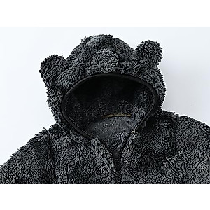 GDDXLM Toddler Girls Boys Fleece Hoody Jacket Cute Bear Ear Hoodie Sweatshirt Sweater Zip Up Teddy Jackets Warm Snowsuit Cardigan Tunic Tops Fall Winter Outwear Baby Kids Hairy Coat