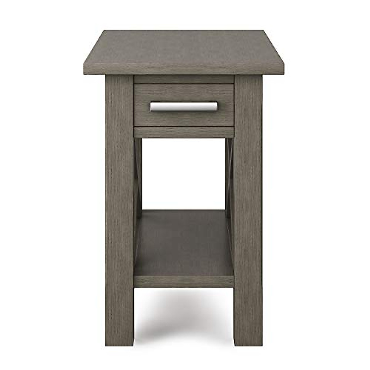 SIMPLIHOME Kitchener SOLID WOOD 14 inch wide Rectangle Contemporary Narrow Side Table End Table in Farmhouse Grey with Storage, 1 Drawer and 1 Shelf
