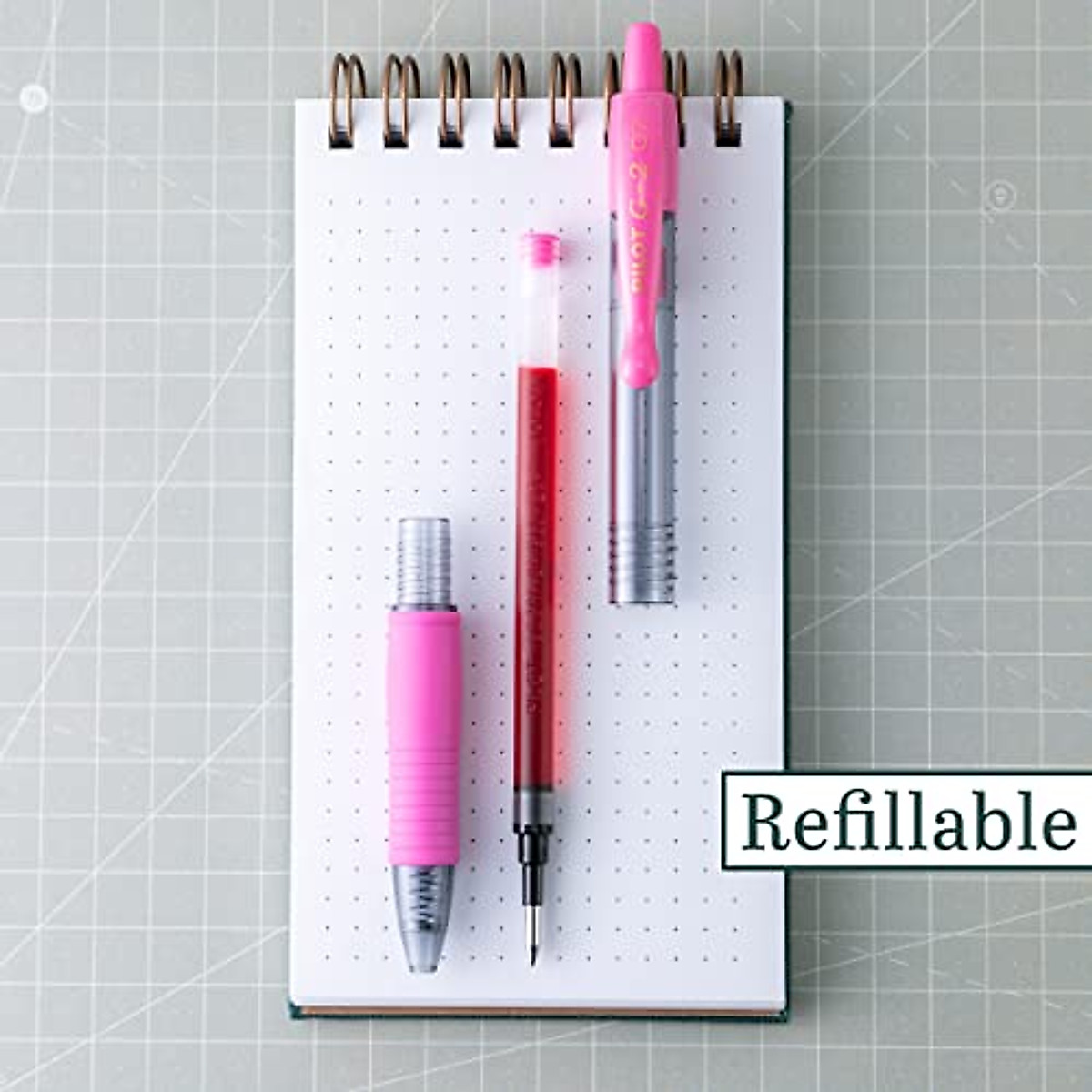 PILOT G2 Premium Retractable and Refillable Gel Ink Pens, 0.7mm Fine Point, Rose Pink, 6 Count