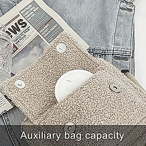 Women Plush Shoulder Bag Crossbody Handbag Lamb Wool Messenger Bag Fluffy Tote Bag (Black, One Size)