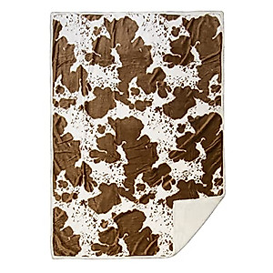 Carstens, Inc. Extra Plush Southwestern Sherpa Throw Blanket 54" x 68", Faux Cowhide (JP880)