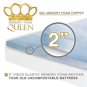 MFQ - Gel Memory Foam Mattress Topper King Size Bed Pad - Made in The USA - 2 Inch Gel Mattress Topper King Size for Extra Padding - Extra Soft and Comfy Gel Infused Toppers