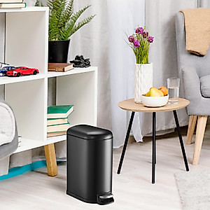 Fashionwu 10.6 Gal Stainless Steel Trash Can Combo Set, Black, 10.6L & 2.6L, Hands-Free Pedal Operation