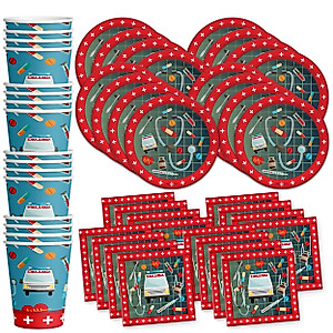 Medical- Doctor & Nurse Birthday Party Supplies Set Plates Napkins Cups Tableware Kit for 16