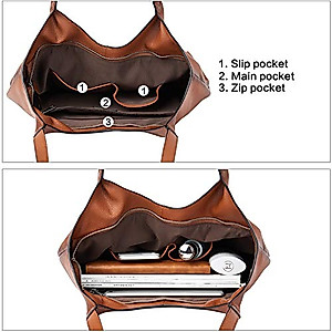 BOSTANTEN Women Handbags Designer Shoulder Tote Bag Soft Genuine Leather Top-handle Purse Brown