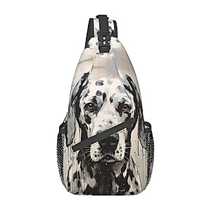 Hicyyu Harlequin Great Dane Outdoor Crossbody Shoulder Bag For Unisex Young Adult Hiking Sling Backpack