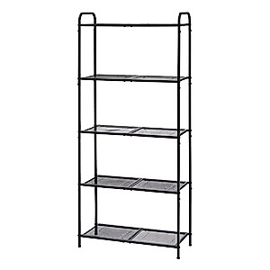 Tajsoon 5-Tier Storage Rack, Metal Shelving Unit Storage Shelves, Multipurpose Shelf Display Rack for Living Room, Kitchen, Bathroom, Balcony, Americano/Black
