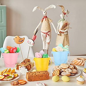 Yunsailing 24 Pcs Metal Bucket 4.1 x 4.7 Inch Mini Easter Buckets with Handle Small Iron Pail Colored Galvanized Bucket for Kids Plant Candy Bars Vase Favor Crafts Buckets for Easter Party Egg Hunts