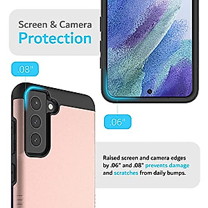 TUDIA DualShield Designed for Samsung Galaxy S21 FE Case 5G (2022), [Merge] Shockproof Military Grade Tough Dual Layer Hard Slim Protective Case - Rose Gold