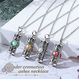 8 Pieces Cylinder Urn Necklace for Ashes Cremation Urn Pendant Necklaces Keepsake Necklace for Ashes Charm Stainless Steel Crystal Cremation Necklace PET Memorial Jewelry with Funnels for Men