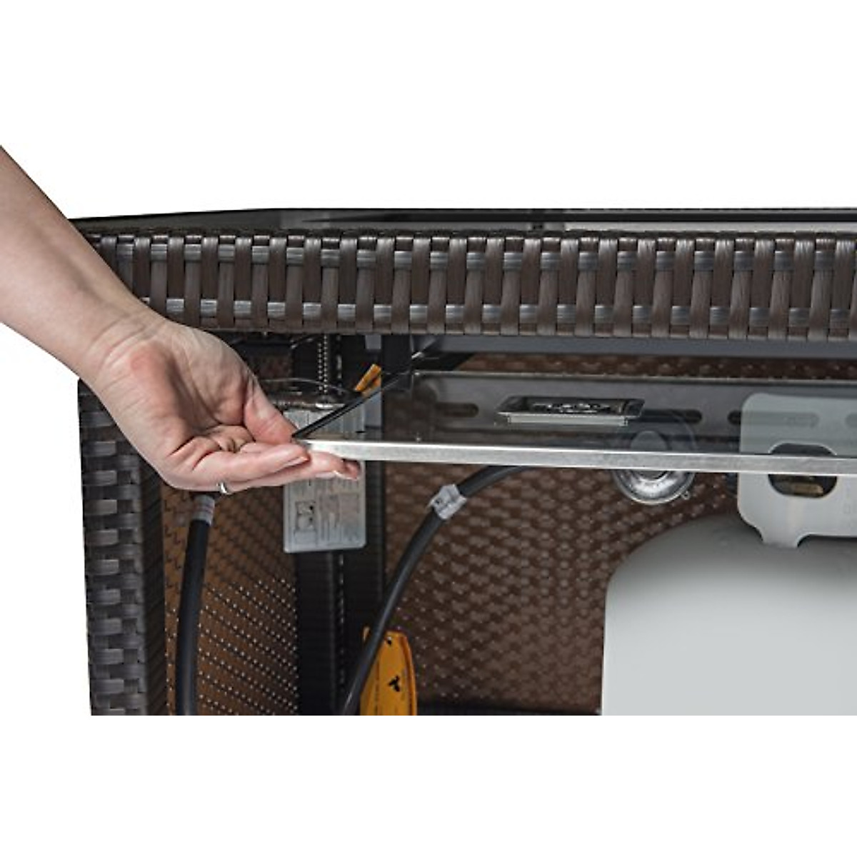 Outland Fire Table Tempered Glass Lid Insert for Series 401/403 Outdoor Propane Fire Pit Tables, Rectangular 29-Inch x 13-Inch x 5/16-Inch – Includes Bracket Set for Horizontal Interior Slide Storage