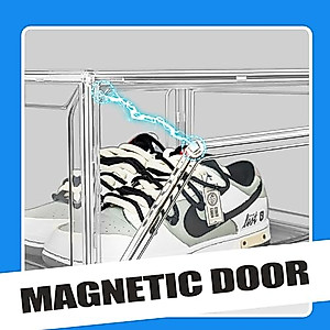 EDS FAM 10 Pack Shoe Storage Box Clear Plastic Crates Stackable Acrylic with Magnetic Door Storage for Sneakerheads Boot Display Case