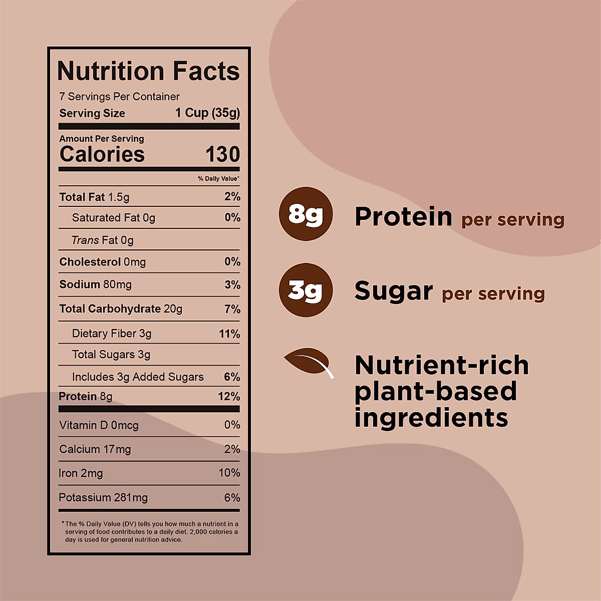 Plant-Based and Vegan Breakfast Cereal by Three Wishes - Cocoa, 1 Pack - More Protein and Less Sugar Snack - Gluten-Free, Grain-Free - Non-GMO
