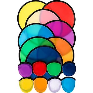 Gejoy 24 Pcs Foldable Flying Disc Fans Set Beach Flying Disc for Party Gift Halloween Christmas New Year (Mixed Color)