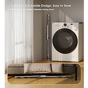 KitchLife Upgraded Clothes Drying Rack with Wheels, No Assembly Required, 63 Inches, Super Heavy Duty 201 Stainless Steel, Adjustable Foldable Laundry Drying Rack