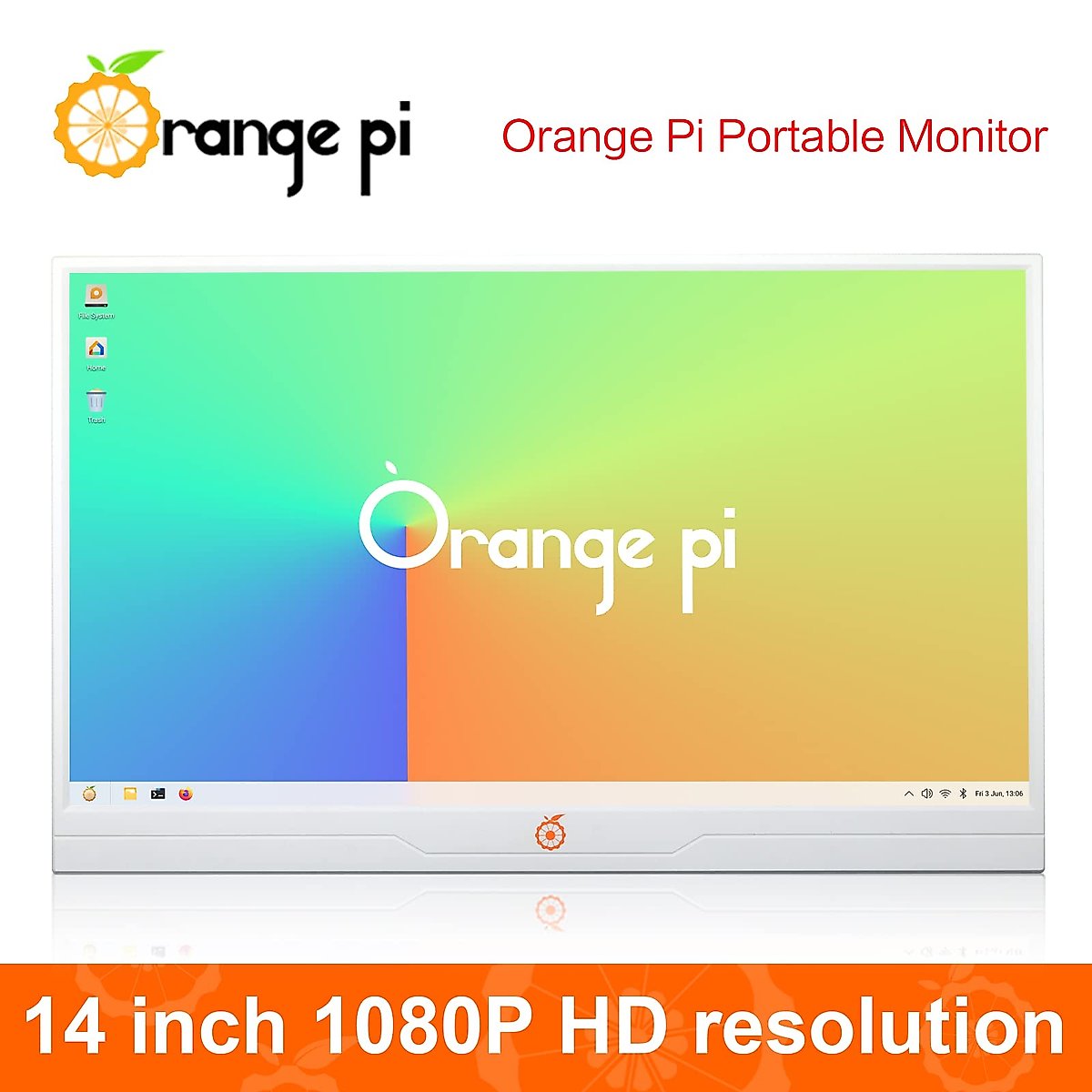 Orange Pi 14 Inch Portable Monitor, 1080P HD Resolution Dual Speakers Multi-Functional Interface IPS LED Backlight Display Panel Compatible with PS3/PS4/ PS5, X-Box, Switch, Pi 800