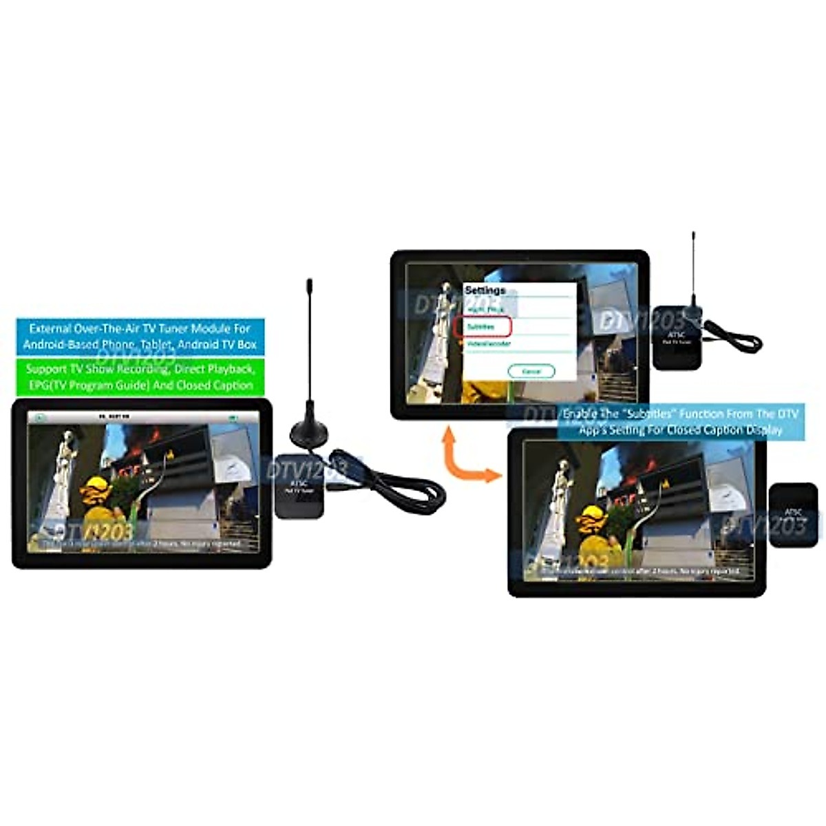 Digital ATSC Aerial TV Tuner for Android Tablet Smart Phone