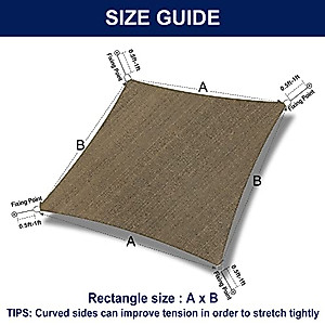 PureFit Rectangle Sun Shade Sails Outdoor 8 x 12 ft - Sun Protection Sunshades UV Block Shade Canopy, Patio Shades for Backyard, Deck and Lawn, Brown