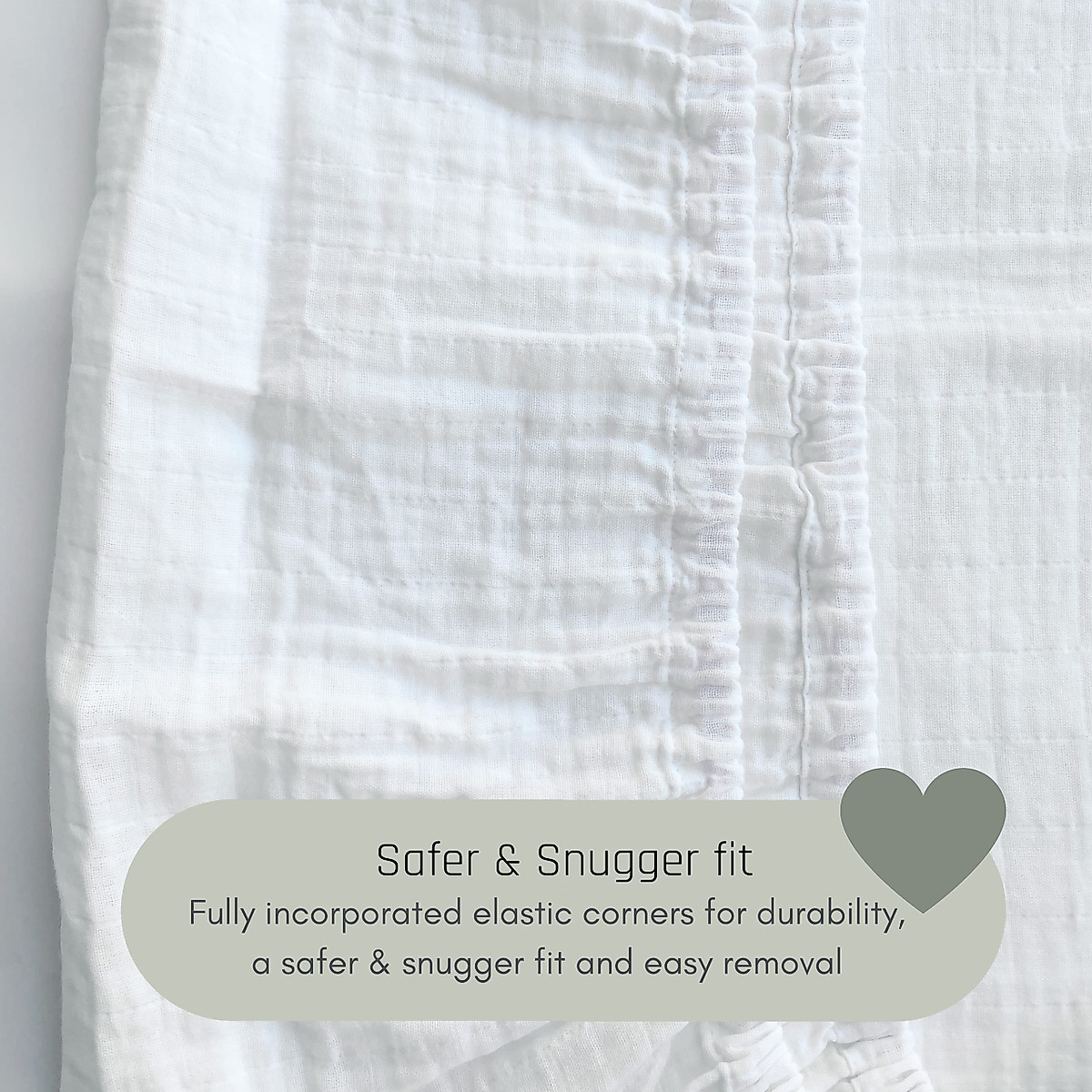 MOZAH Baby Fitted Crib Sheet –100% Organic Cotton Muslin Super Soft Breathable Tailored Snug Fit Solid White for Standard Crib and Toddler Mattresses