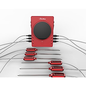 GrillEye GE0001 Smart Bluetooth Grilling & Smoking Thermometer, Red