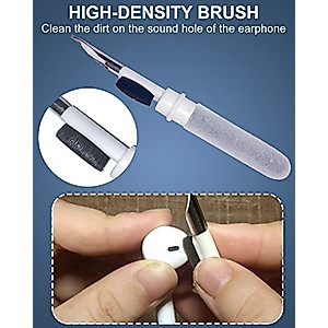 Bluetooth Earbuds Cleaning Pen, Cleaner Kit Compatible for Airpods Wireless Earphones, Cleaning Pen with Soft Brush, Earbud Cleaning Tools for Earphones Charging Ports (White)