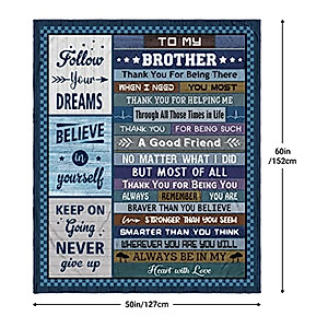 Brother Gifts from Sister, Gifts for Brother Blanket 60"x 50", Birthday Gifts for Brother, Brother Gifts, Brother Birthday Gifts from Sister, Brother Gifts Ideas for Christmas Graduation Fathers Day