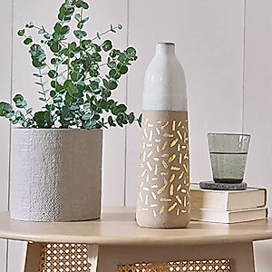 Main + Mesa Stoneware Vase with Gold Pattern