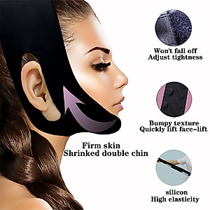 Silicone Chin Strap,V Line Lifting Mask Double Chin Strap,V Shaped Face Mask Jaw Strap,Jaw Exerciser,Black