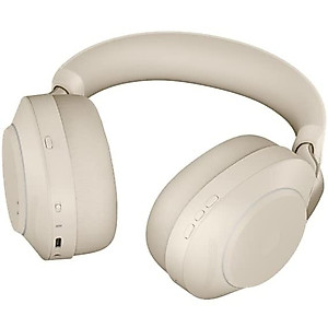 Jabra Evolve2 85 MS Wireless Headphones with Link380a, Stereo, Beige – Wireless Bluetooth Headset for Calls and Music, 37 Hours of Battery Life, Advanced Noise Cancelling Headphones