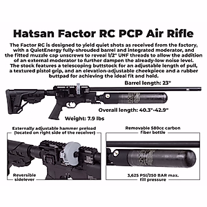 Wearable4U - Hatsan Factor RC PCP .177 Caliber Air Rifle with Scope and Pack of 500x Pellets and Hard Case Bundle
