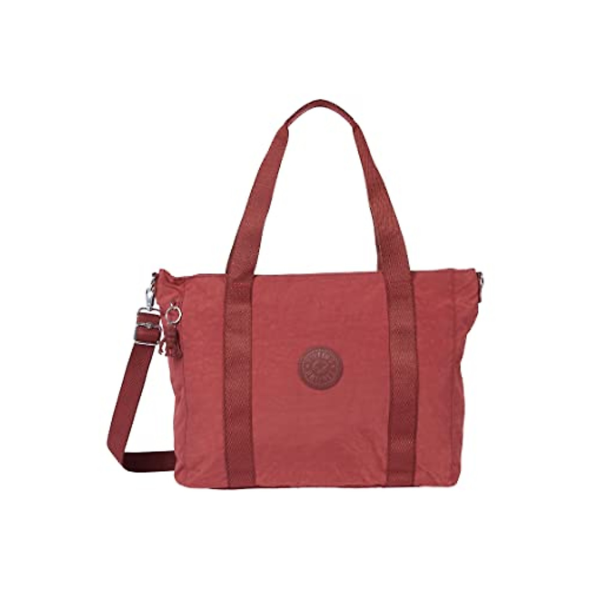 Kipling Women's Asseni Tote, Lightweight Everyday Purse, Nylon Shoulder Bag, Dusty Carmine