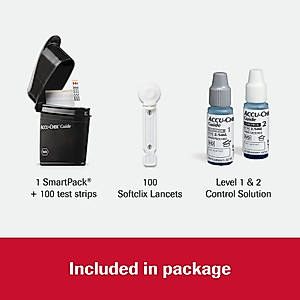 Accu-Chek Softclix Diabetes Blood Sugar Test Kit for Diabetic Glucose Monitoring: 100 Softclix Lancets, 100 Guide Test Strips, and Control Solution (Packaging May Vary)