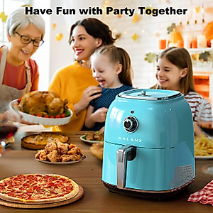 Galanz Retro Electric Air Fryer with Non-Stick Basket, Temperature and Time Control, Oil-Free for Healthy Frying, Auto Shutoff, 4.8Qt, 1500W, Retro Red