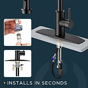FORIOUS Black Kitchen Faucet with Pull Down Sprayer, Commercial Spring Kitchen Sink Faucet with Pull Out Sprayer, Single Handle Kitchen faucets with Deck Plate, Matte Black
